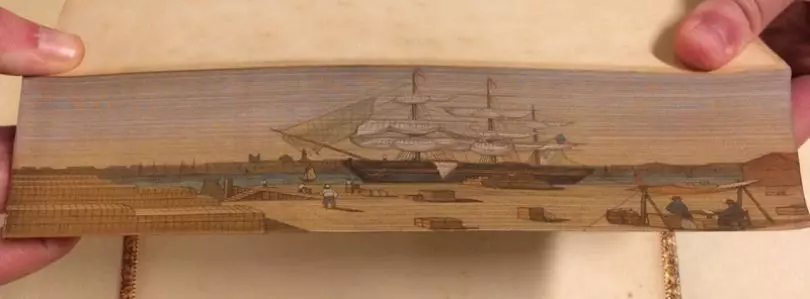 A Lectures on Modern History című könyvben festett hajó (1843) | A fotó a [The Swem Library] jóvoltából (https://libraries.wm.edu/research/special-collections/books-periodicals/ralph-h-wark-collection)