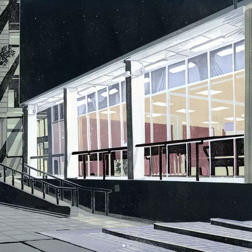 丹·豪登 (Dan Howden) 的建筑和日常场景的linocut 版画看起来像绘画 8467_9