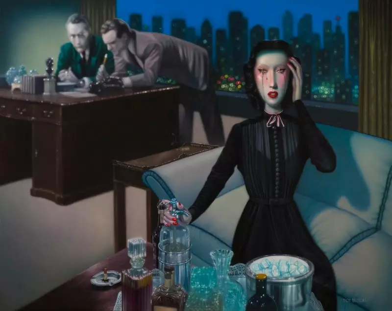 Surrealistiske film noir-malerier af kvinder af Troy Brooks, der drypper af klassisk Hollywood-glamour og drama