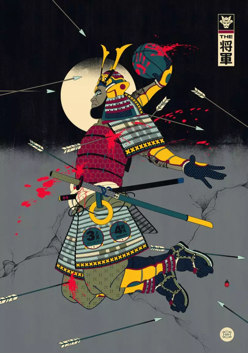 Seria de ilustrații ciudate combină dragostea artistului pentru baschet, arta Ukiyo-e și cultura japoneză 8667_5