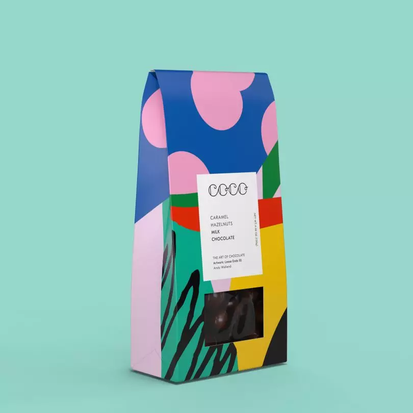 Dinadala ni Andy Welland ang kanyang colour-clash collage sa chocolate packaging ng COCO 8697_1