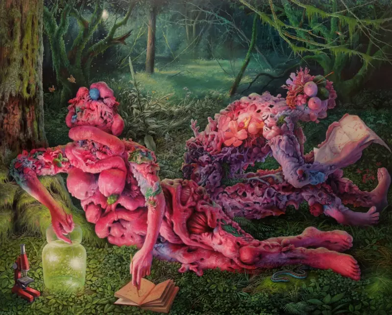 Border Creatures: pinturas de Adrian Cox de personaxes míticos e grostescos que se funden coa natureza