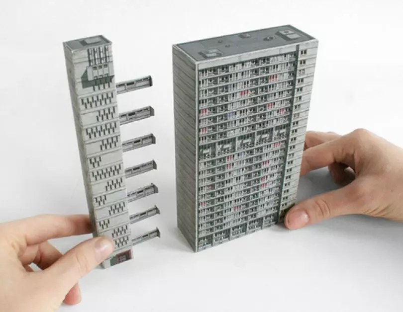 Mga miniature Brutalist na gusali sa anyo ng papel ng design studio na Zupagrafika 8788_6