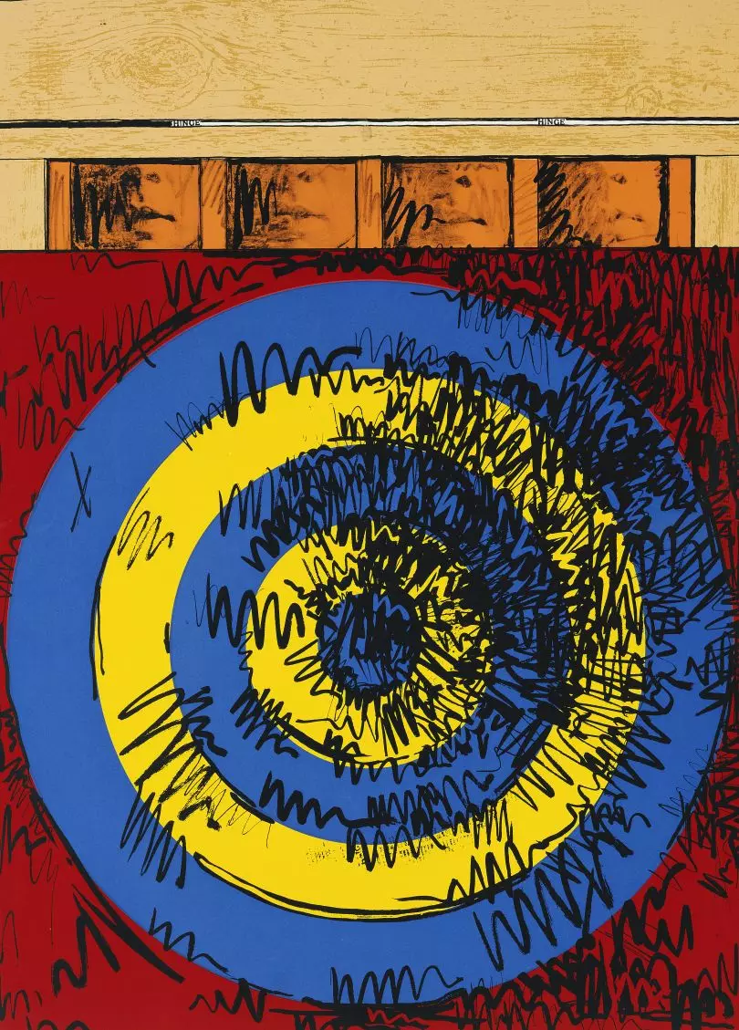 Target Jasper Johns kalawan Opat Rupa, 1968 Silkscreen print dina kertas, 91,6 × 66,7 cm. © Jasper Johns / DACS, London / VAGA, Ny 2018. kumpulan: The Provost sarta Ulama King's College, Cambridge