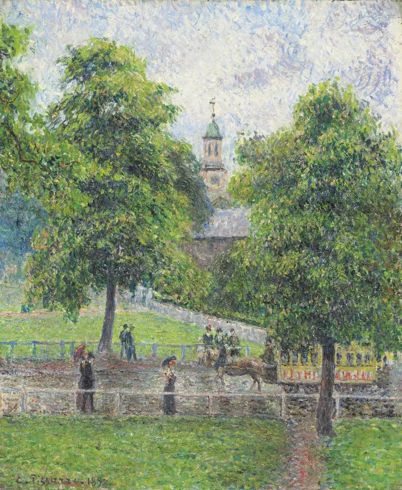 Camille Pissarro (1830 – 1903) Kościół św. Anny w Kew, Londyn 1892 Farba olejna na płótnie 548 x 460 mm Kolekcja prywatna