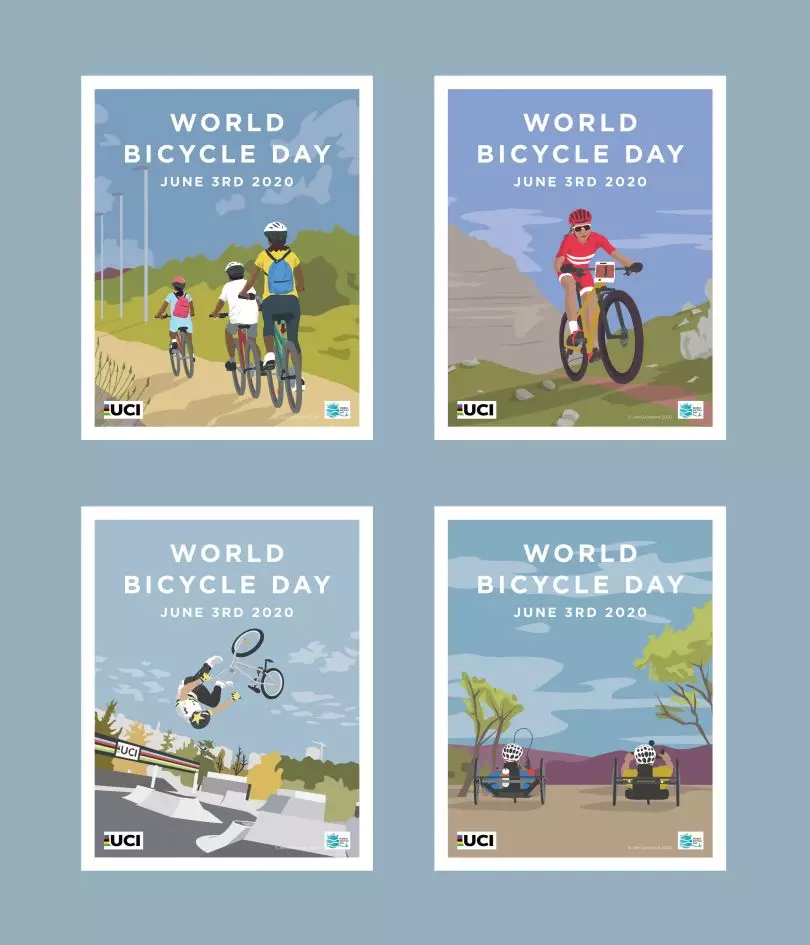 Illustrasjoner av kunstneren og syklisten Jen Lewis for UCI som feirer World Bicycle Day 9091_2