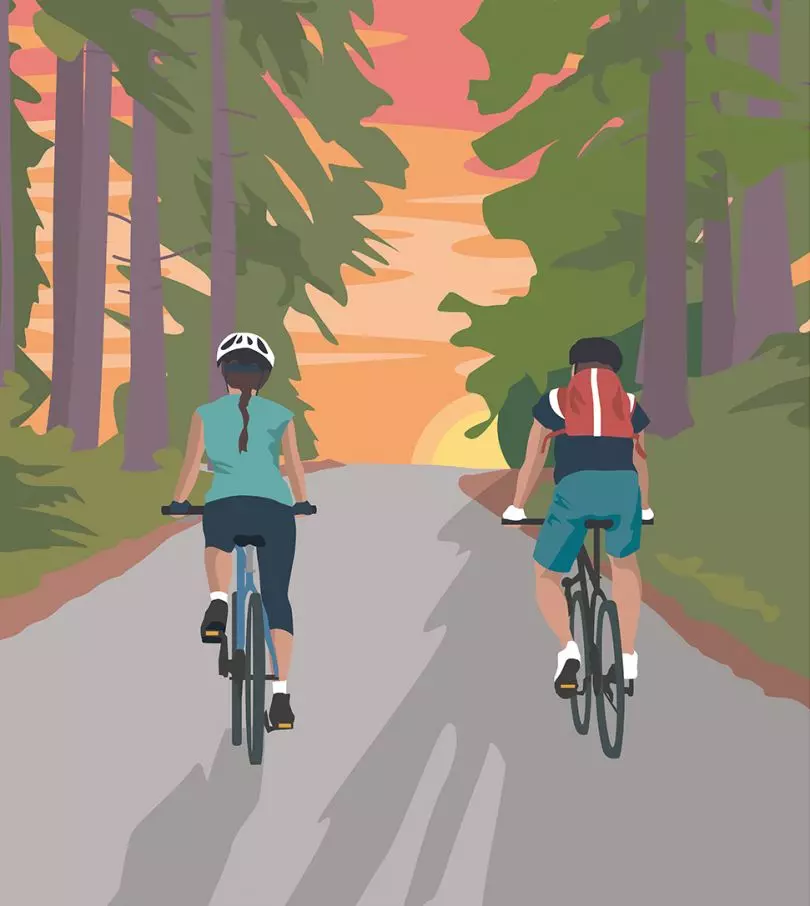 ภาพประกอบโดยศิลปินและนักปั่นจักรยาน Jen Lewis สำหรับ UCI ที่เฉลิมฉลองวันจักรยานโลก 9091_3