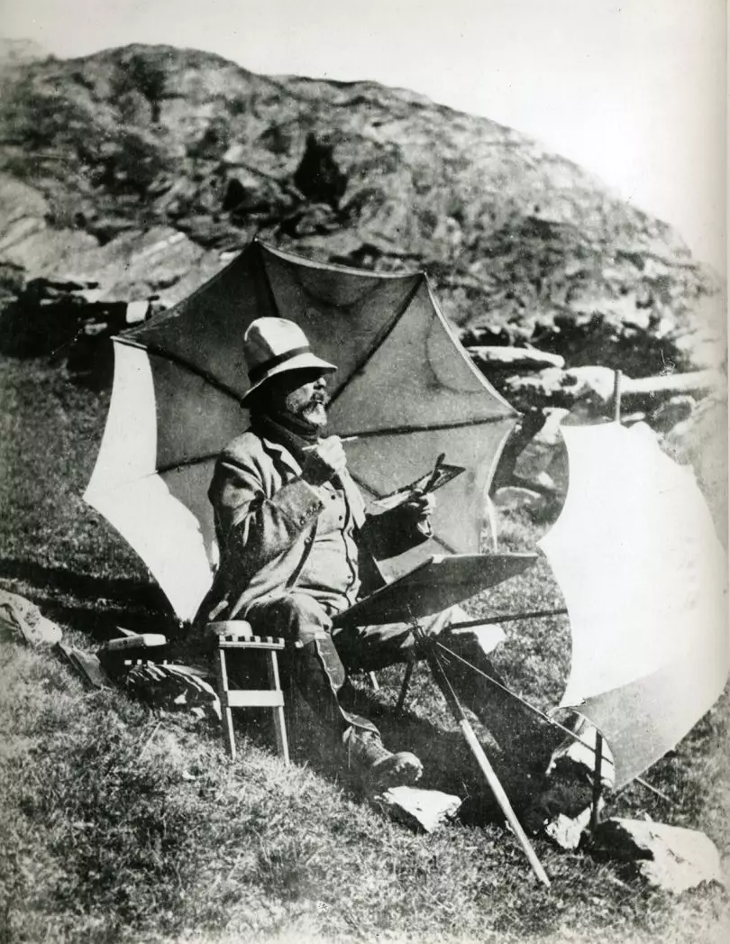 Neznani fotograf, Sargent slika akvarel v prelazu Simplon, c. 1910-11, Sargent Archive, Museum of Fine Arts, Boston