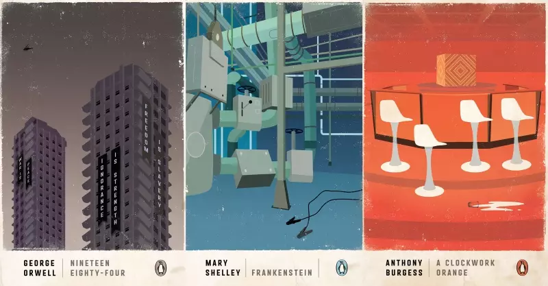 أغلفة الكتب المستوحاة من جيمي كينان من Barbican لـ Science Fiction Penguin Classics