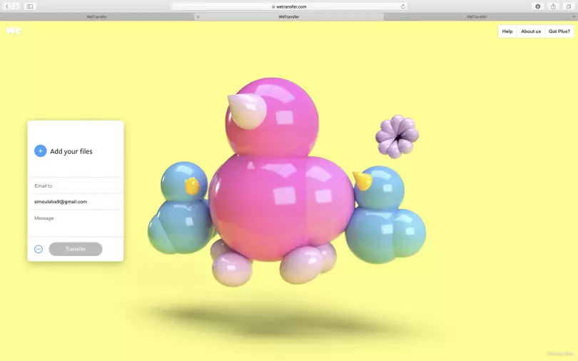 Simoul Alva, eksperimenteer in 3D, soos aangebied op WeTransfer