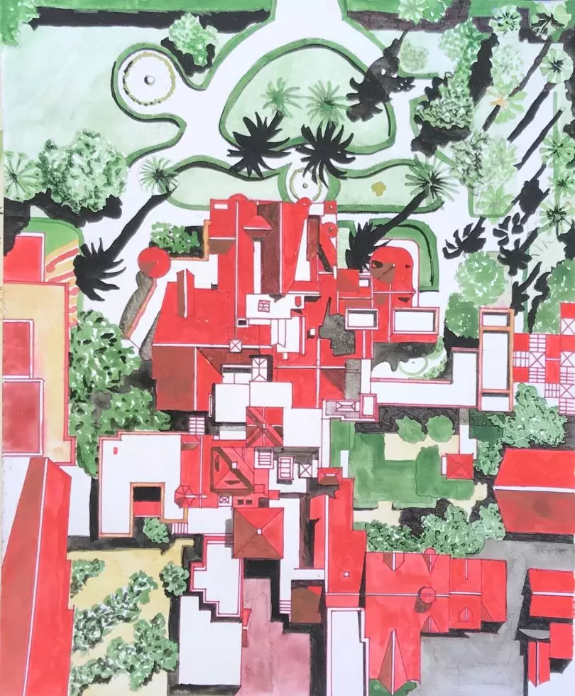 Whitney Sanford bonyolult festményei különböző lakóházakról és közösségekről szerte a világon 9485_6