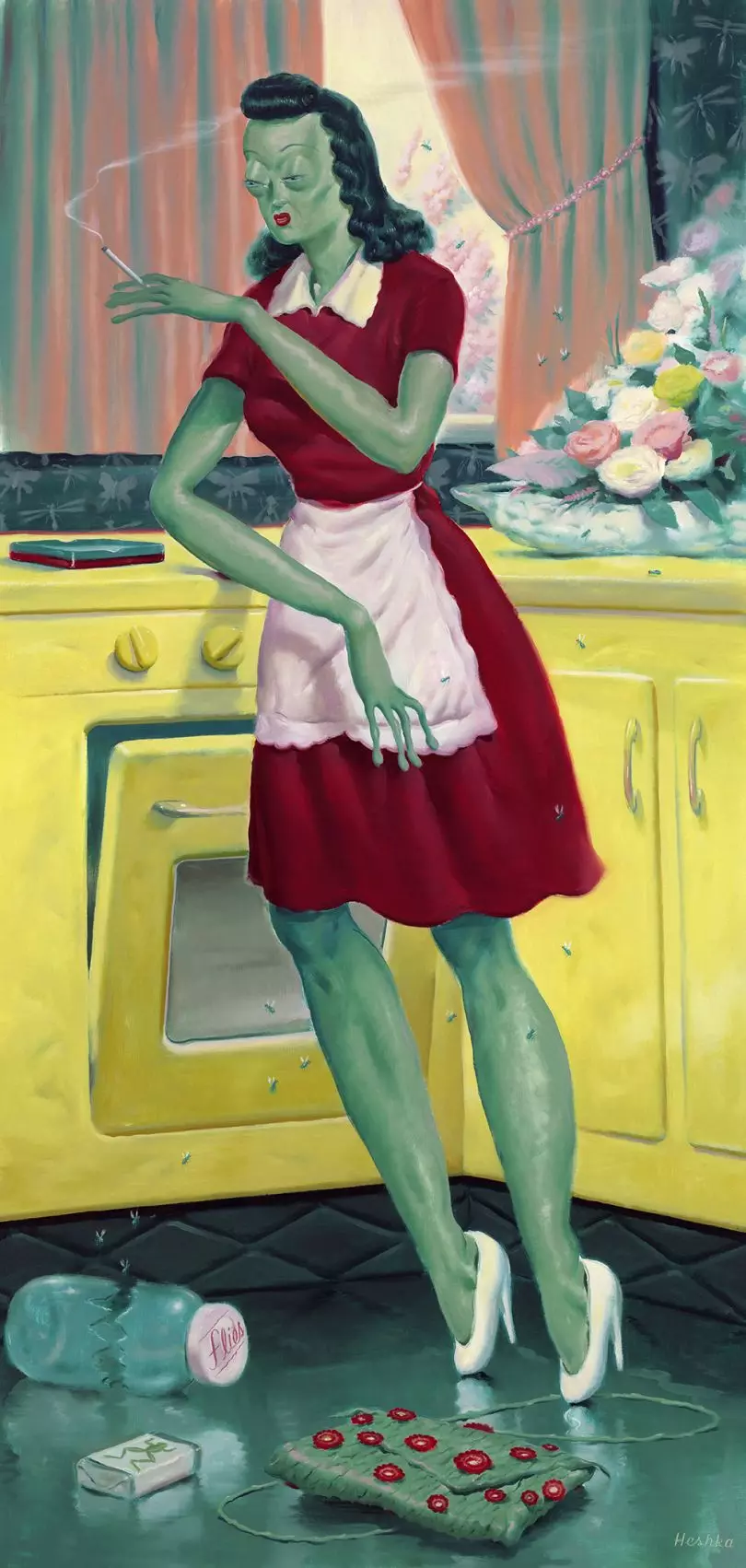 'Frog Wife' (oli sobre tela, 53 x 26 polzades) © Ryan Heshka