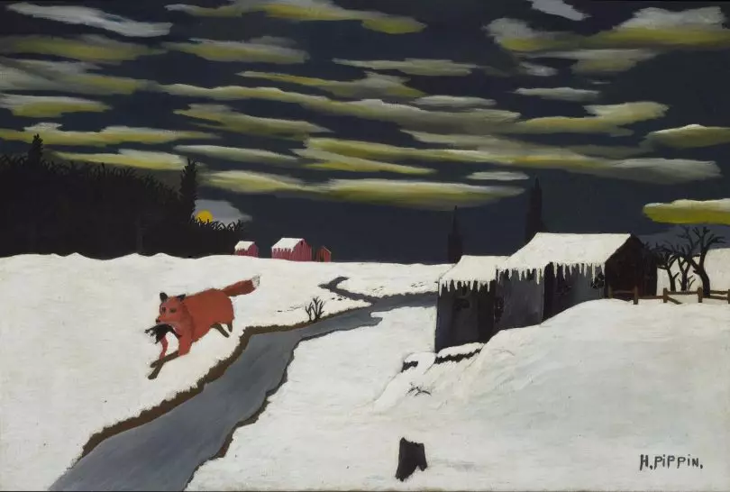 The Getaway, 1939, Horace Pippin, amerikalik, 1888 - 1946. Tuvalga moy, 24 5/8 x 36 dyuym. Filadelfiya san'at muzeyi: Daniel V. Ditrix II ning merosi, 2016-03-3