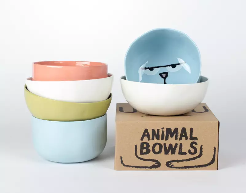 Animal Bowls: Jean Jullien의 동물 얼굴이 있는 장난기 넘치는 도자기 그릇