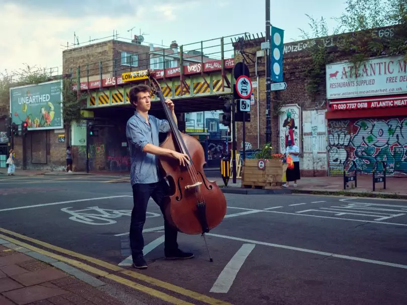 Misha Mullov-Abbado - Double Bass, Atlantic Road/Coldharbour Lane, di luar The Dogstar, di seberang Brixton Village © Michael Wharley